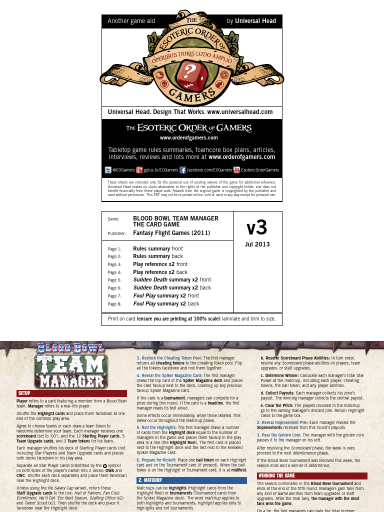 BloodBowlTeamManager v3 | PDF | Gaming Devices | Gaming