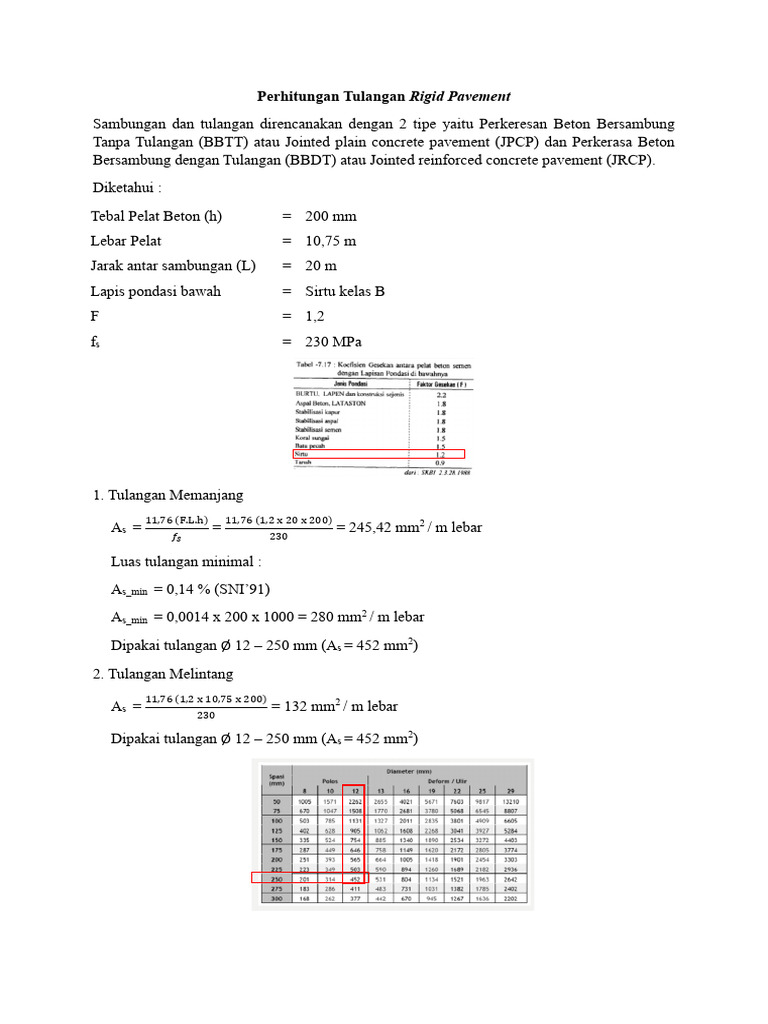 Desain Tulangan Rigid Pavement | PDF