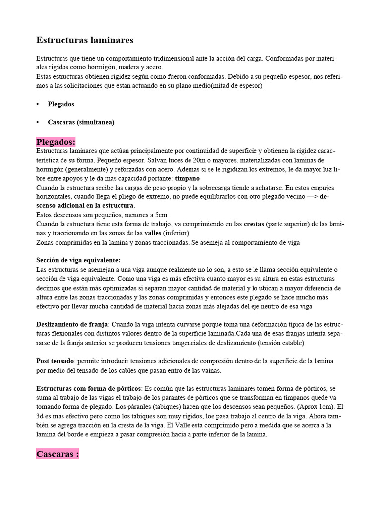 T. Estructuras Laminares | Descargar gratis PDF | Viga (Estructura ...
