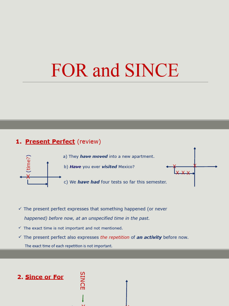 Present Perfect Since and for Grammar Guides 89679 | PDF