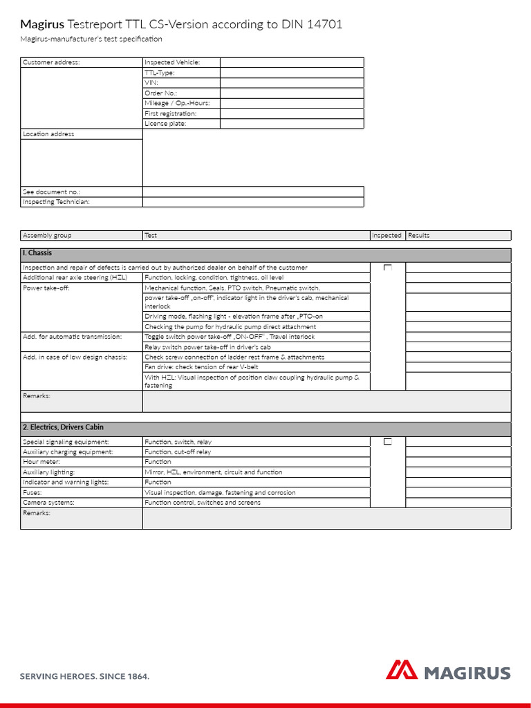 Magirus TTL CS-Version Test Report | PDF | Switch | Screw