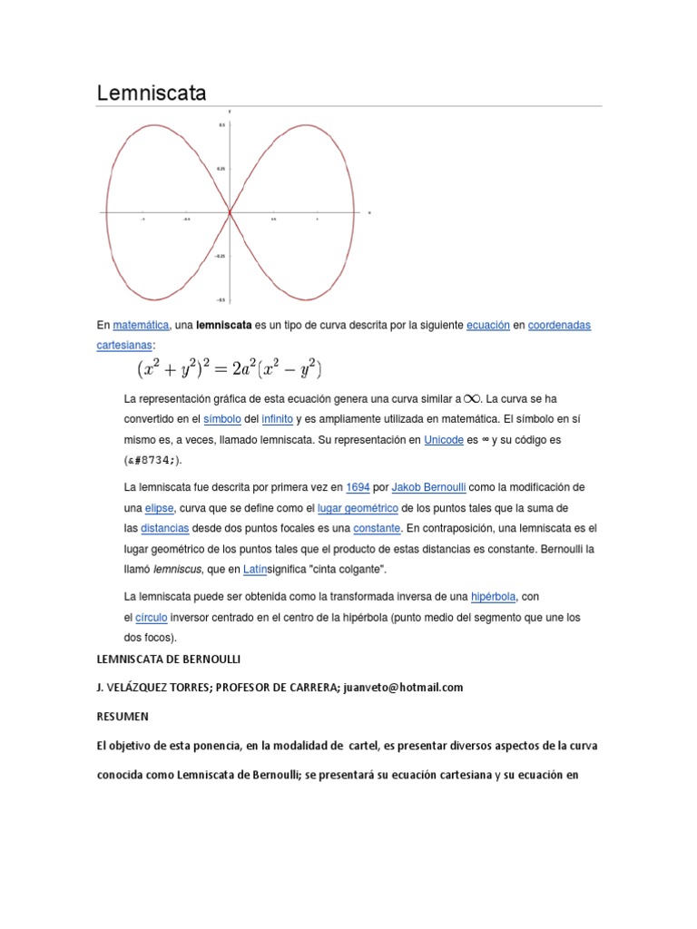 Ecuaciones y Aplicaciones de la Lemniscata | PDF | Geometría ...