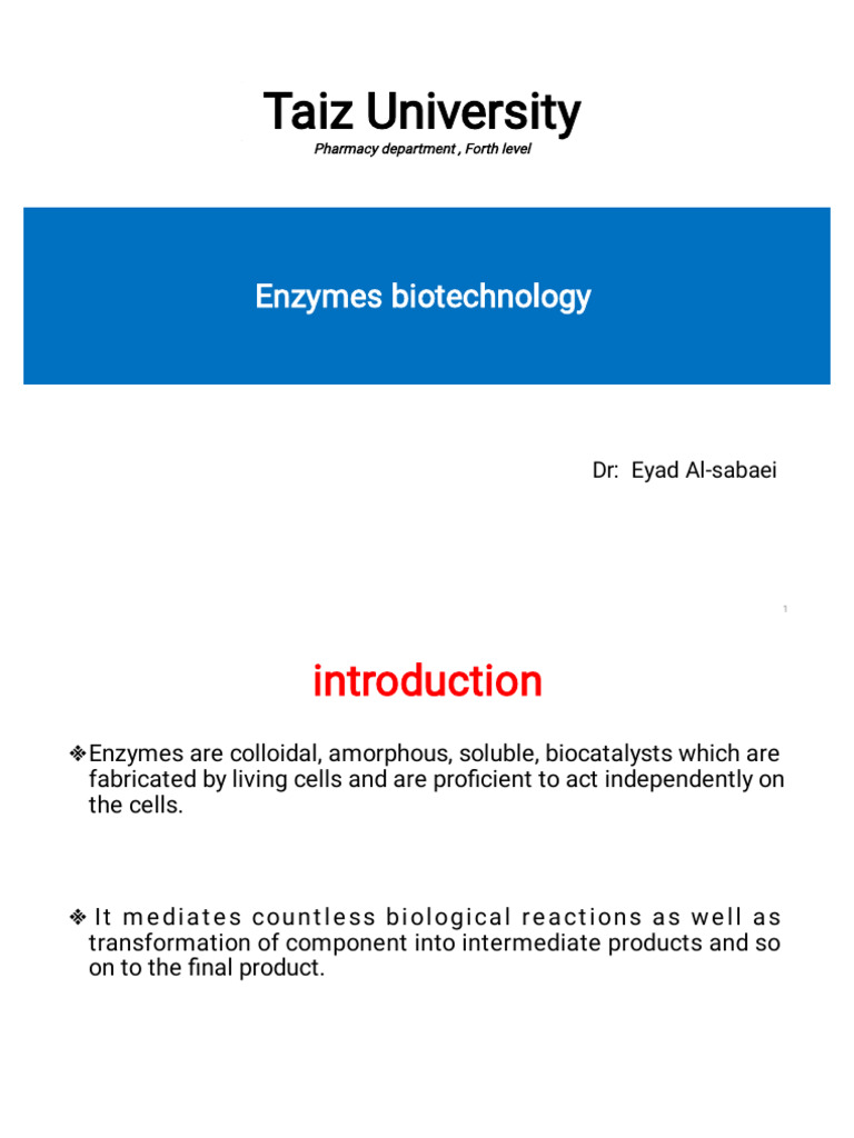 1 - Enzymes Biotechnology | PDF | Enzyme | Biosensor