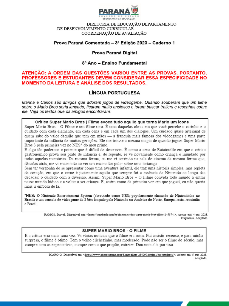 Prova PR Digital Comentada 8ºano Cad1 | PDF | Terra | Lua