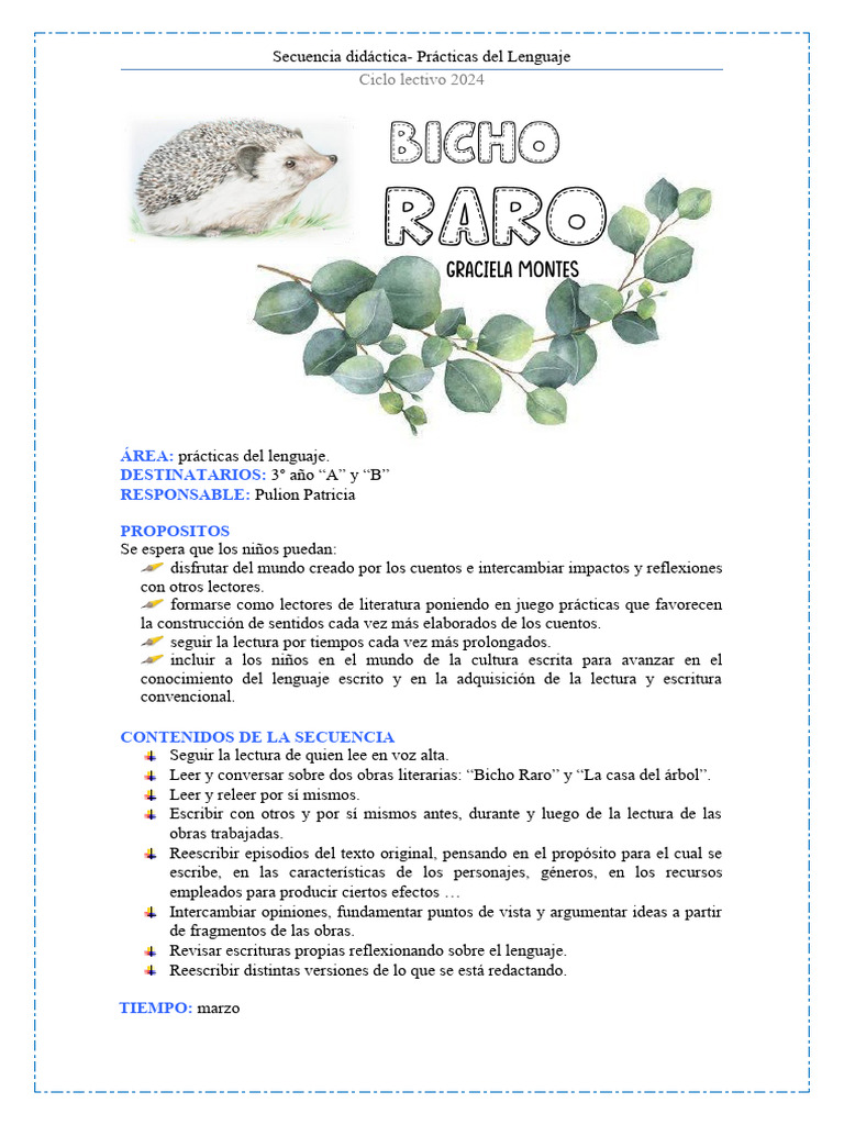 Secuencia 1 2024 Bicho Raro - Tercer Año Primaria | PDF | Insectos ...