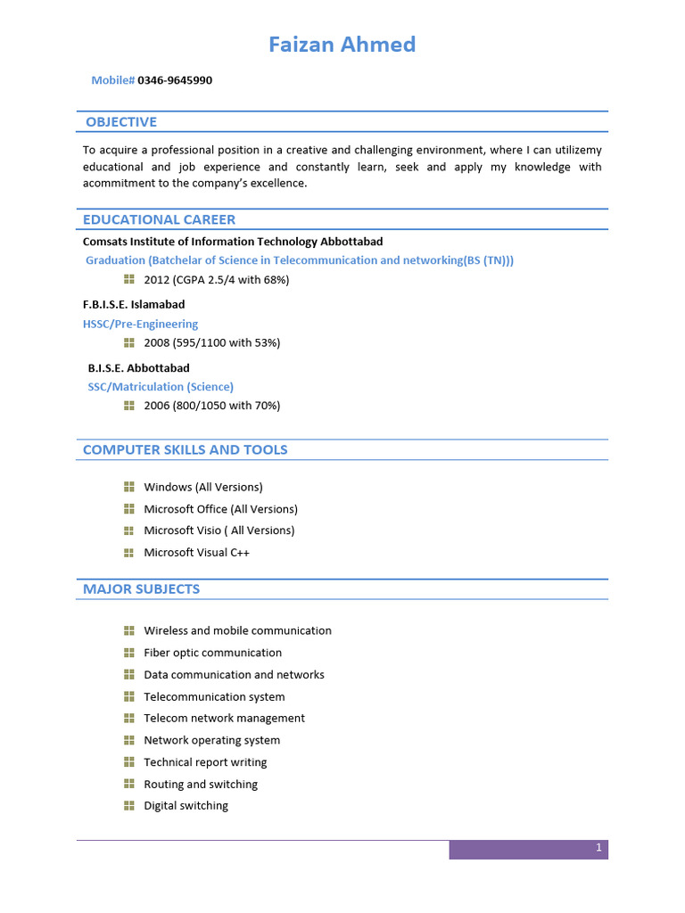 Telecom Engineer CV | PDF | Computer Network | Telecommunications