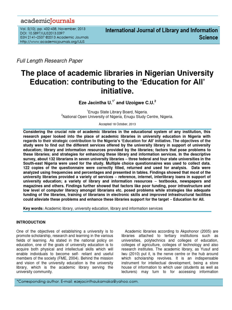 Article1384182416 - Eze and Uzoigwe | PDF | Libraries