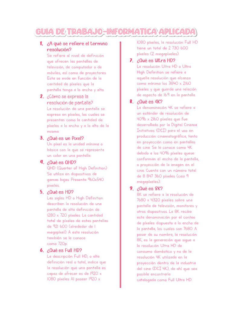 Guia de Trabajo-Informatica Aplicada | PDF | Resolución de pantalla | Multimedia