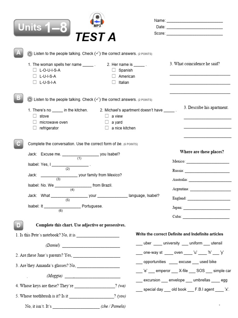 02 - test 2 - Intro - Units 1 - 8 | PDF | Linguistics