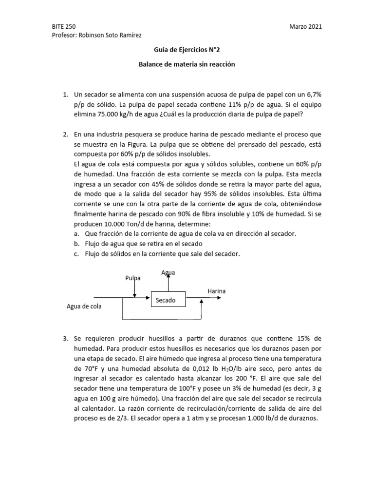 Guia de Ejercicios N2 | PDF | Agua | Papel