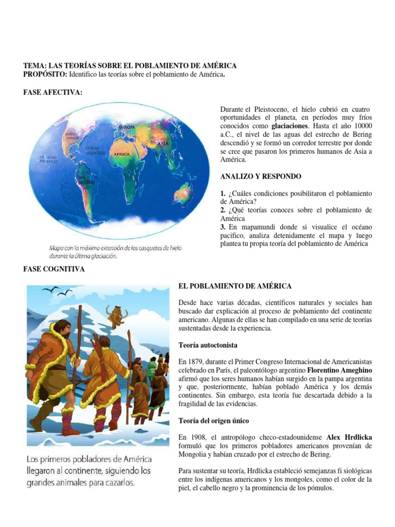 LAS TEORÍAS SOBRE EL POBLAMIENTO DE AMÉRICA 1ro 2da | Descargar gratis ...