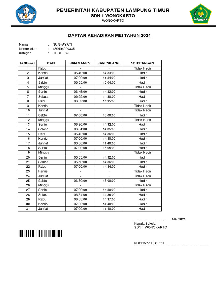 Absen Juni 2024 | PDF