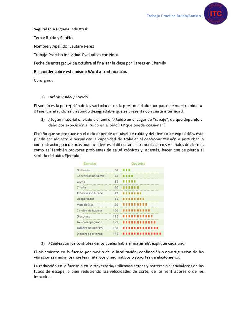 Ruido Sonido TP | PDF | Escuchando | Sonido