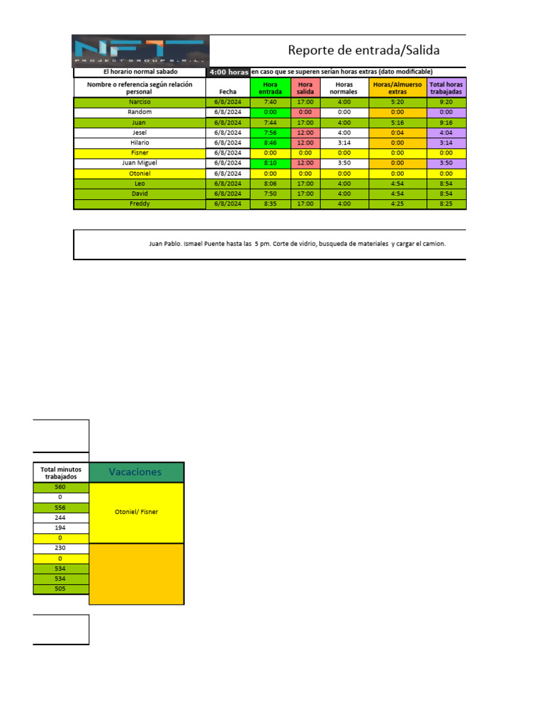 Control-Horario Junio | PDF
