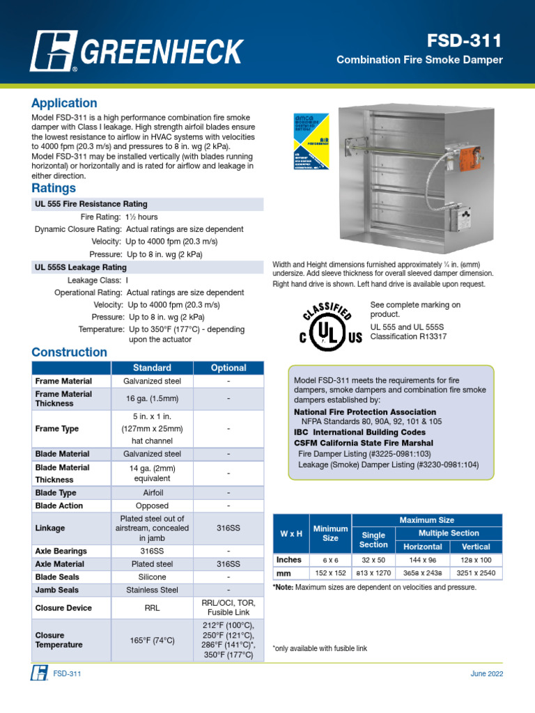 fsd-311_submittal | PDF | Duct (Flow) | Building Engineering