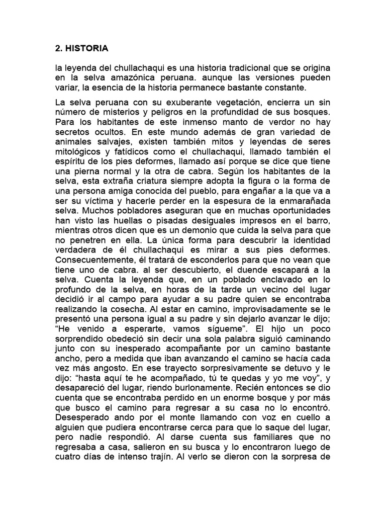 LA LEYENDA DEL CHULLACHAQUI | PDF