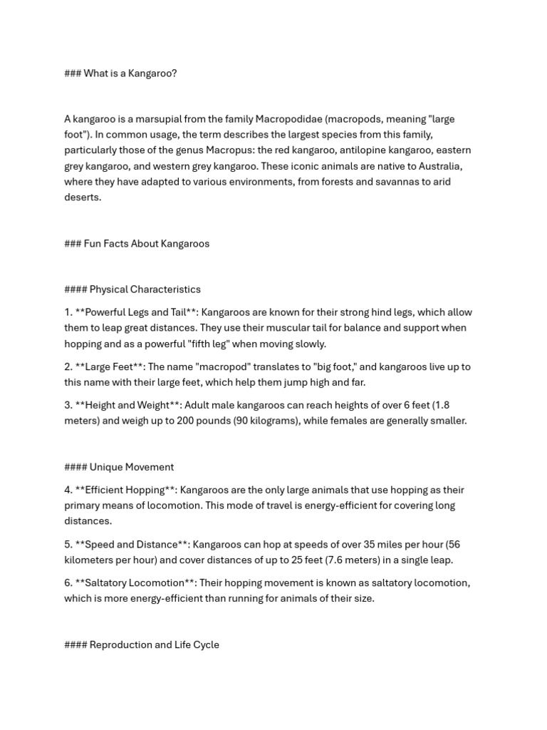 What is a Kangaroo | PDF | Animal Locomotion | Marsupials
