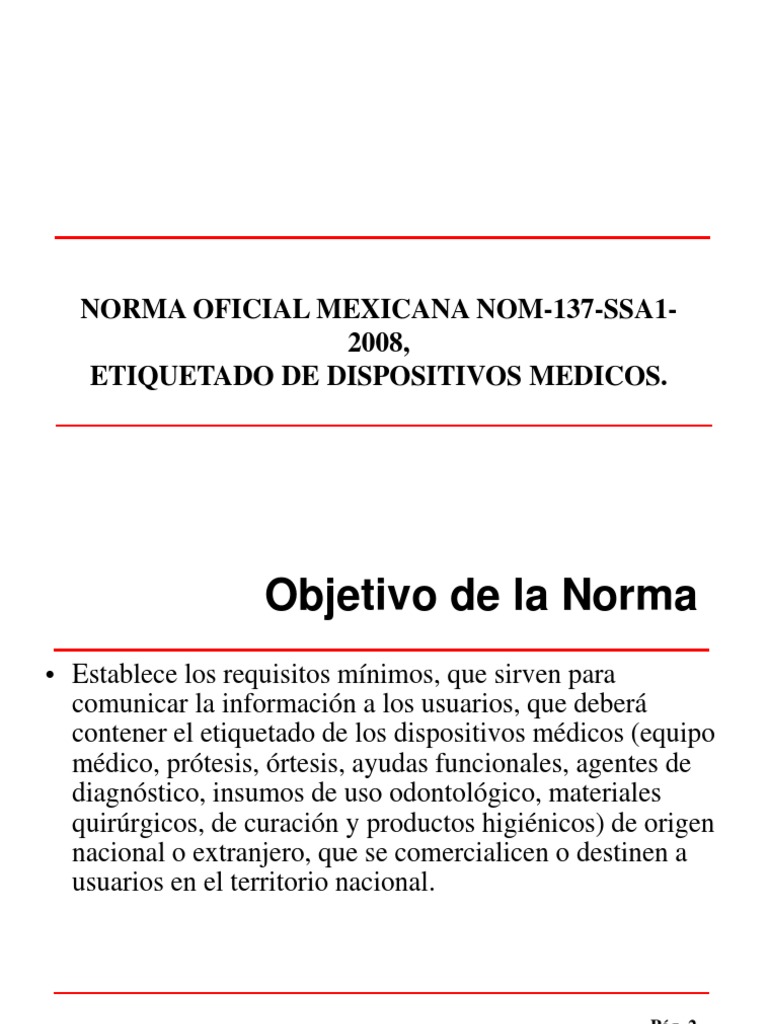 Norma Oficial Mexicana NON-137-SSA1-2008 Etiquetado de Dispositivos Medicos | Dispositivo médico ...