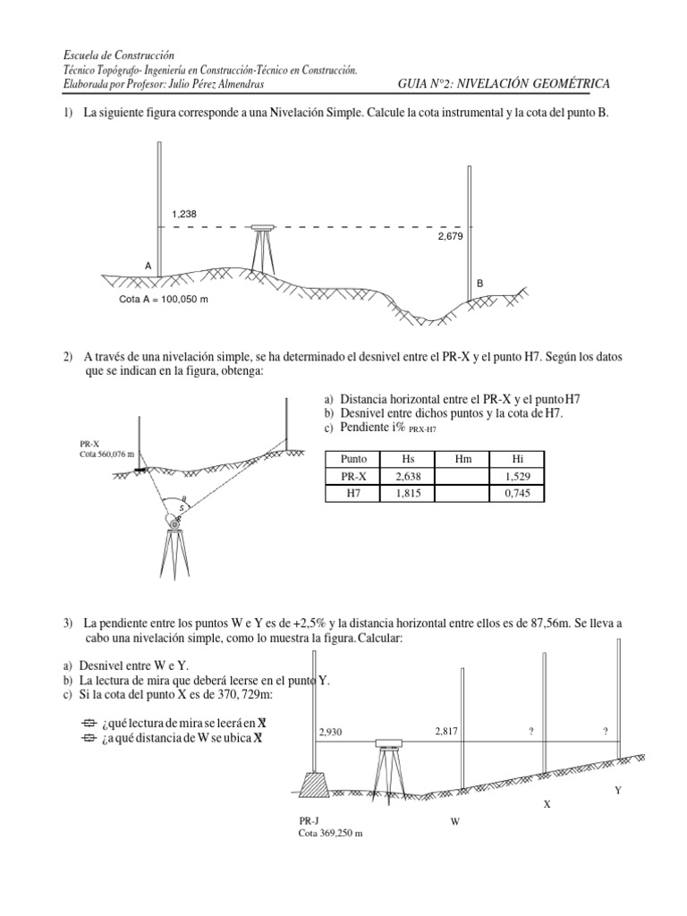 Guía de Nivelación Geométrica Simple | PDF | Medida Geométrica | Uso ...