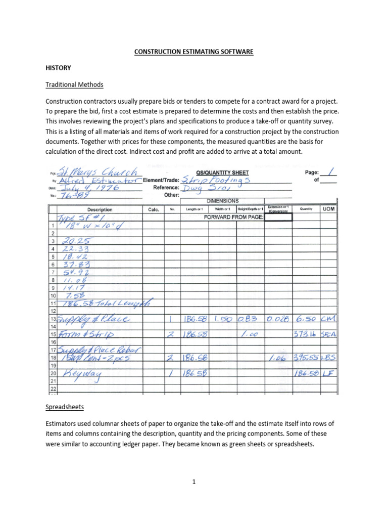 Evolution of Construction Estimating Software | PDF | Computing