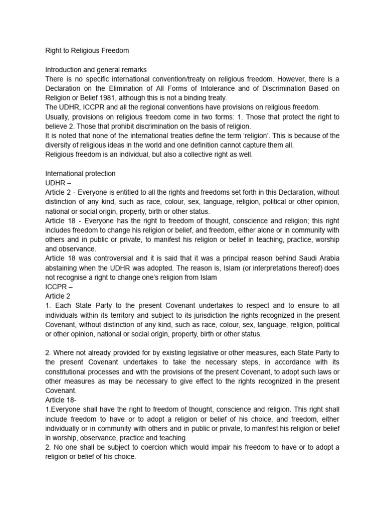 Right To Religious Freedom | PDF | Freedom Of Religion | Human Rights