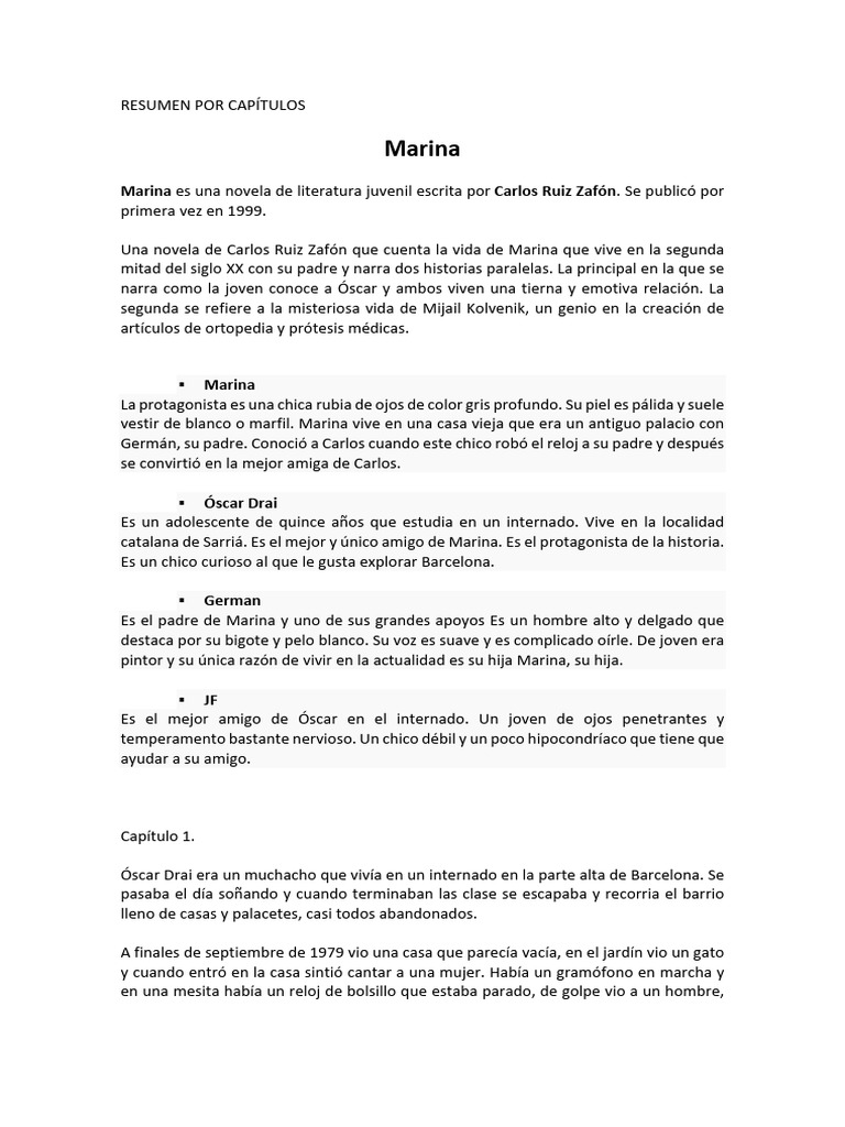 Marina - Examen Oral | PDF | Víspera