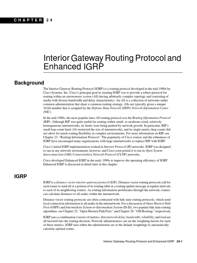 Interior Gateway Routing Protocol and Enhanced IGRP: Background | PDF