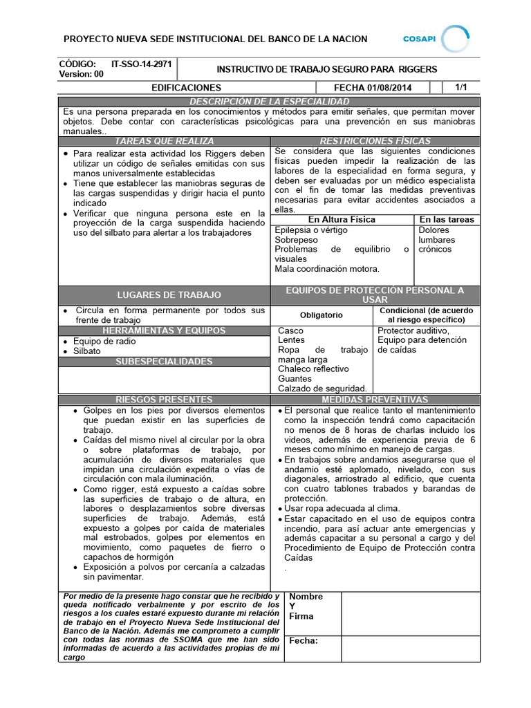 Instructivo Seguro para Riggers | PDF