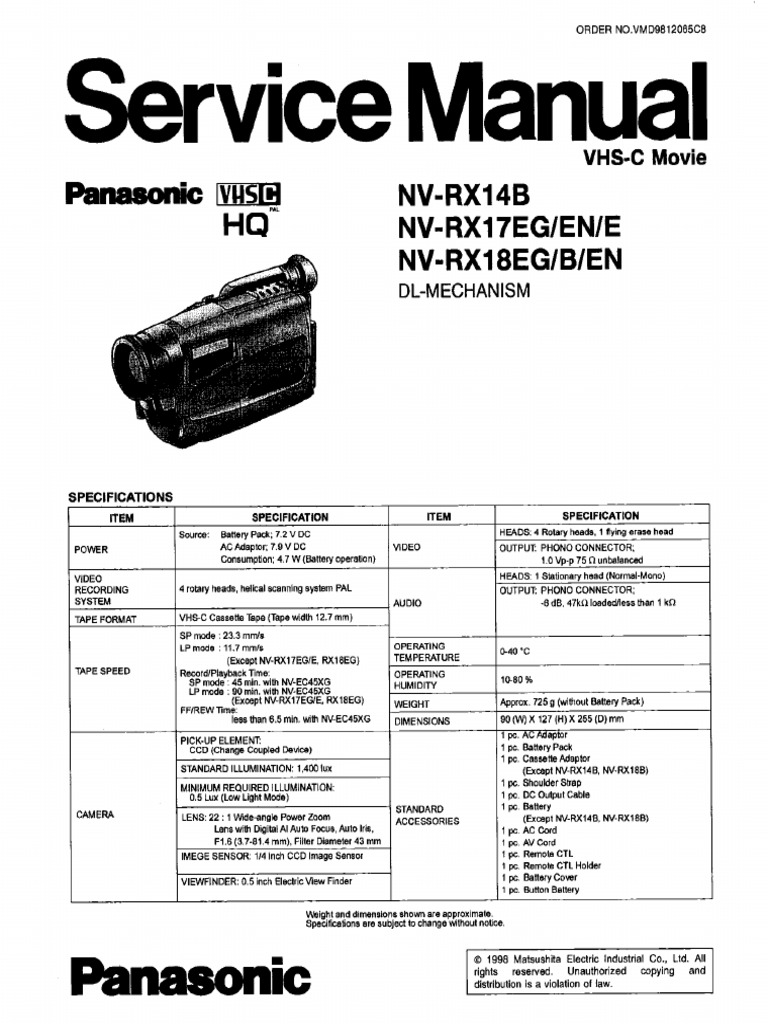 Panasonic nv-rx14 rx17 rx18 | PDF