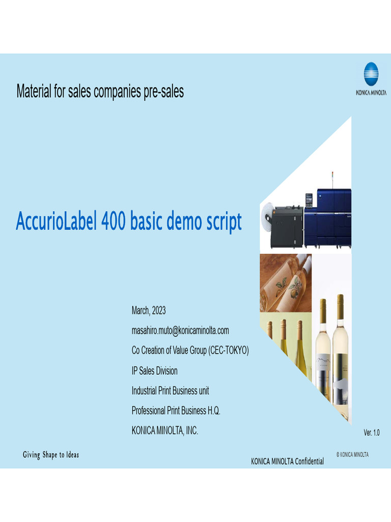 AccurioLabel 400 - Basic - Demo - Script - v1.0 - E | PDF | Automation ...