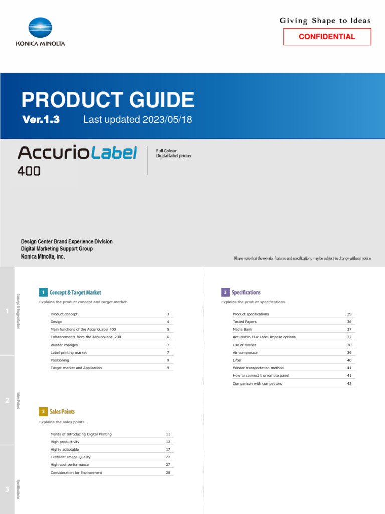 AccurioLabel400 - PRODUCT - GUIDE v1.3 - EN | Download Free PDF | Printer (Computing) | Printing