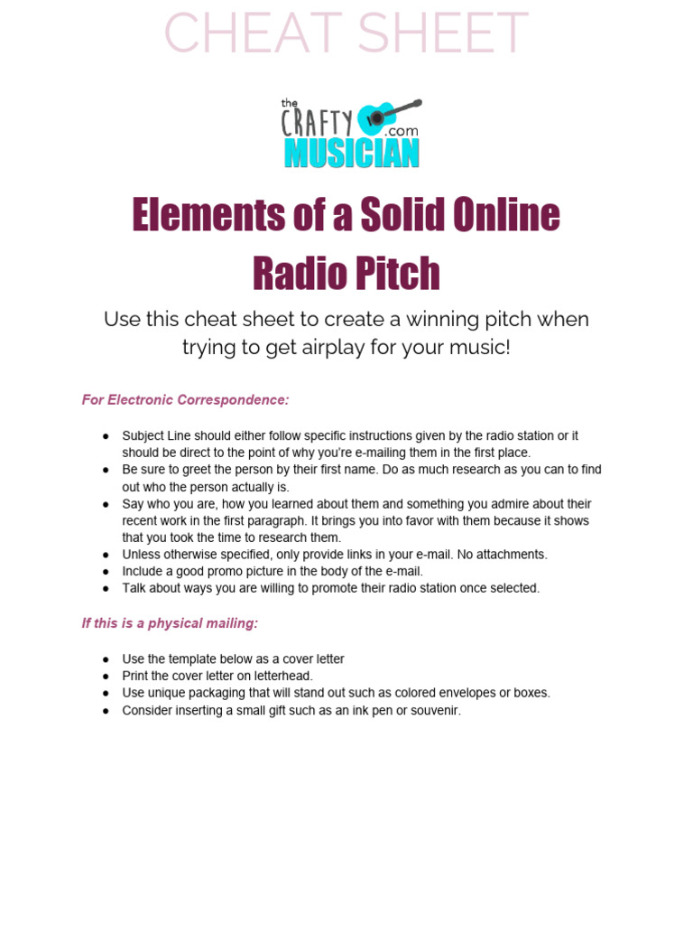 Online Radio Submission Pitch Template | PDF