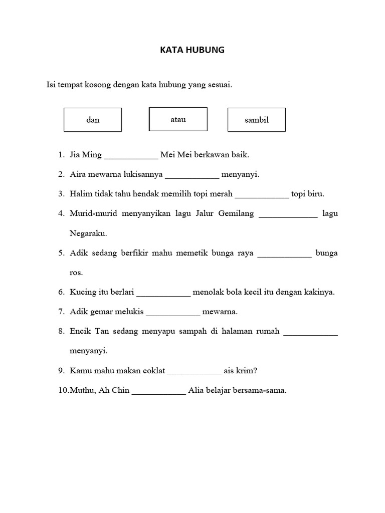 Kata Hubung Tahun 2 | PDF | Griya & Taman