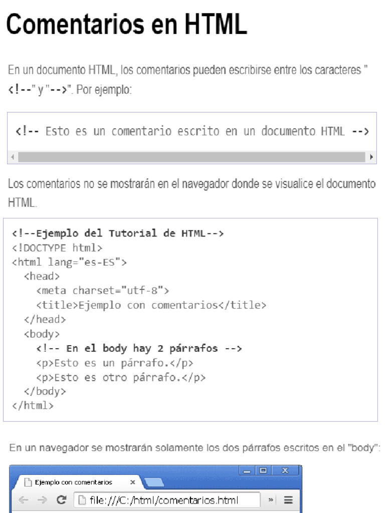 Comentarios en HTML | PDF