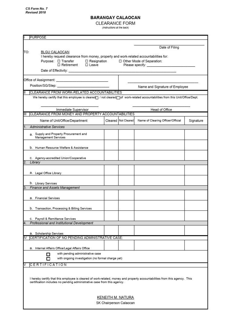 CS Form No. 7 Clearance Form | Download Free PDF | Business | Economies