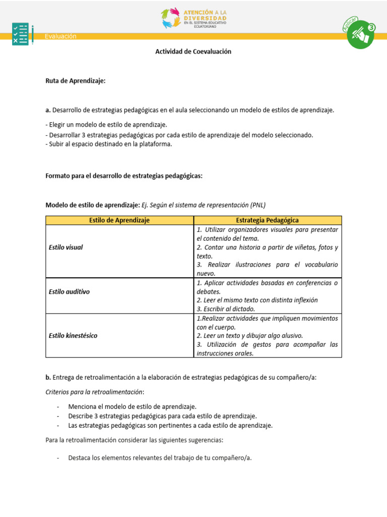 ANEXO 9. Formato y ruta de aprendizaje para la Actividad de Coevaluación .docx | PDF ...