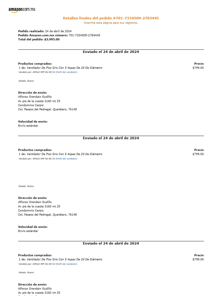 Amazon.com.mx - Pedido 701-7334509-2783445 | PDF