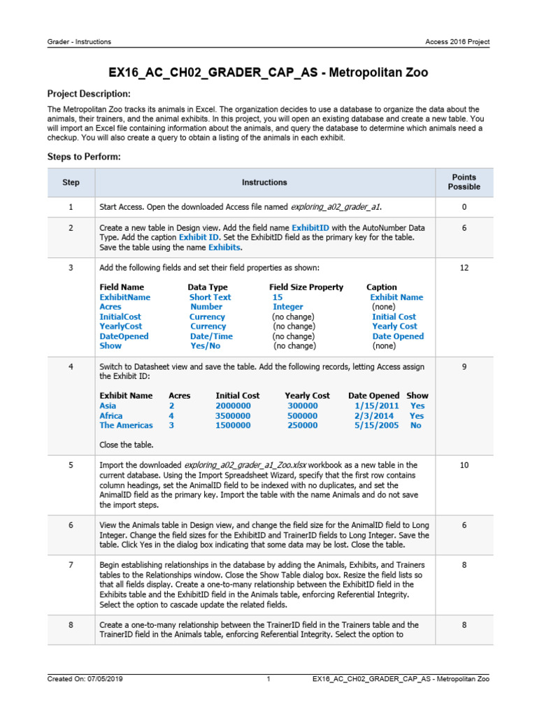 EX16 AC CH02 GRADER CAP AS Instructions | PDF | Table (Database) | Databases