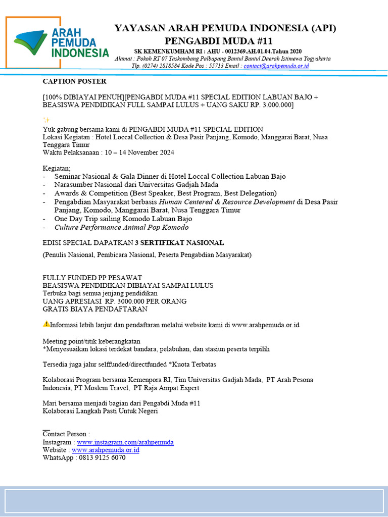 Caption Poster Dan Twibbon Pm11 Labuan Bajo | PDF