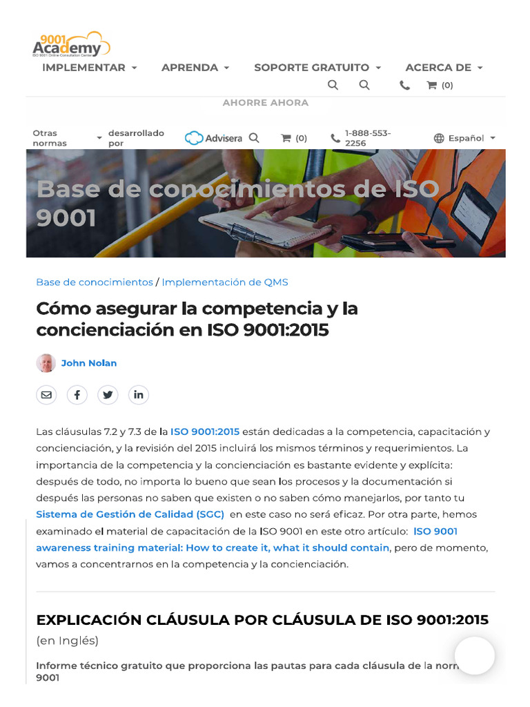 Lectura 3 - Cómo Asegurar La Competencia y La Concienciación en ISO ...