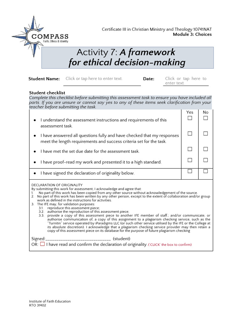Isaiah Pinny-Tau - (Template) m3 A7 Compass | PDF | Morality | Good And Evil
