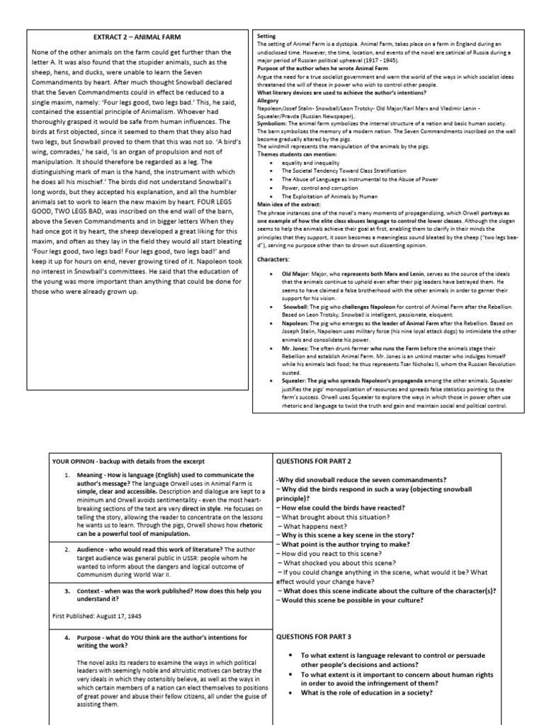 Animal Farm - Extract 2 Comentado | PDF