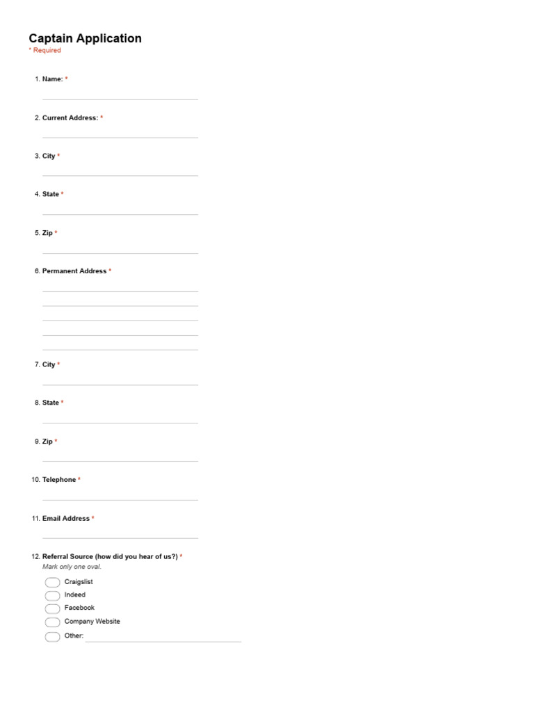 Captain Application 2019 | Download Free PDF | Telephone Number