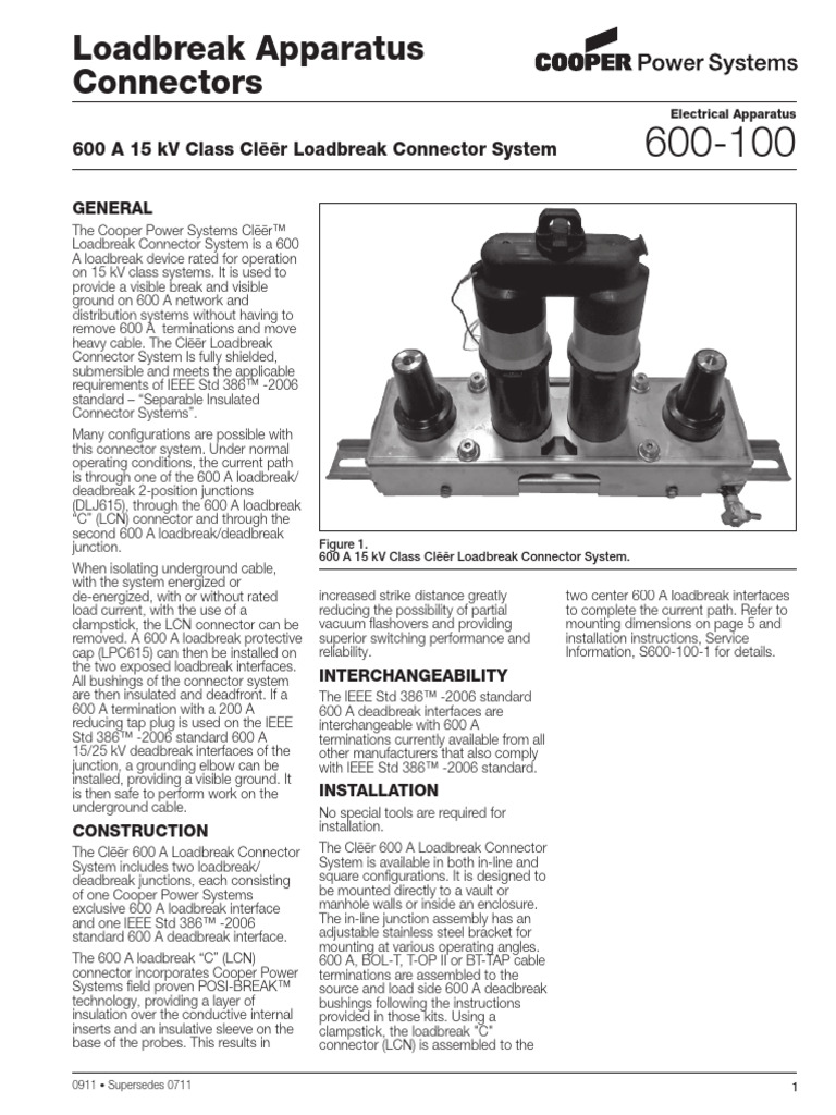 Loadbreak Apparatus Connectors: 600 A 15 KV Class Clēēr Loadbreak ...