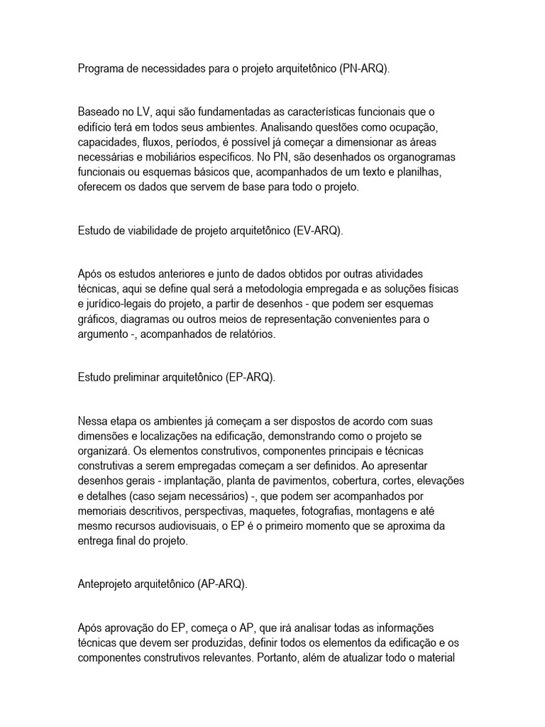 Programa de Necessidades para o Projeto Arquitetônico | Download grátis ...