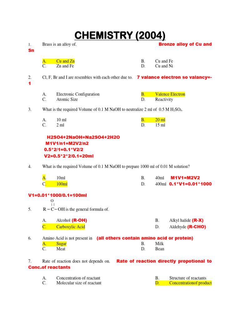 NED Past Papers 2004 | PDF | Acid | Chemical Bond