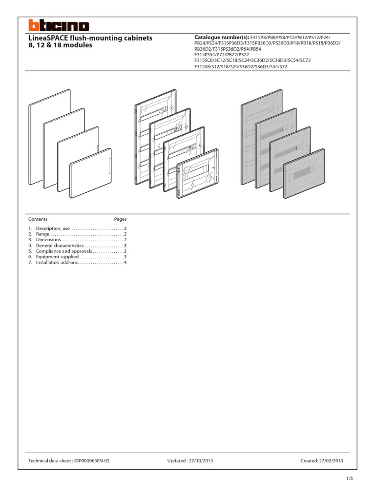 Lineaspace Flush-Mounting Cabinets 8, 12 & 18 Modules: Catalogue Number (S) | PDF | Electrical ...