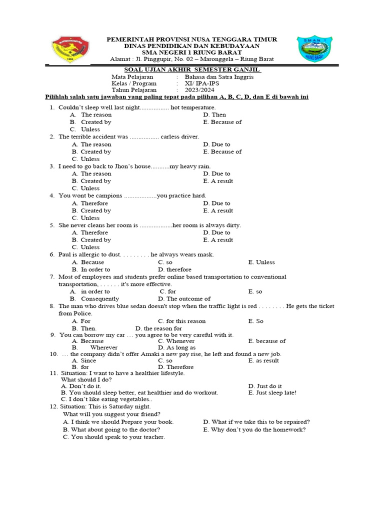 Soal Ganjil Sasing 23 Xi | PDF | Poetry