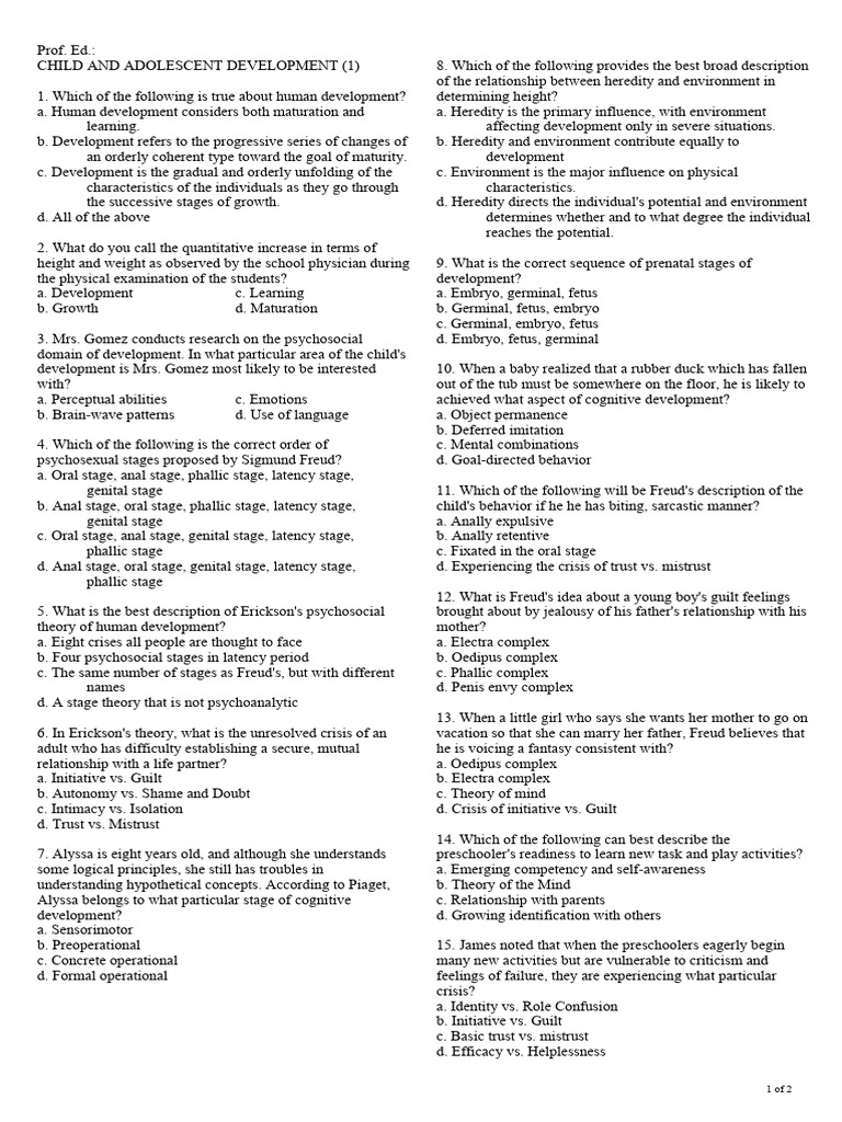 Child and Adolescent Devt. 1-25 | PDF | Adolescence | Behavioural Sciences