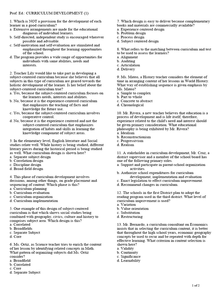 Curriculum Devt. 1-25 | PDF | Curriculum | Learning